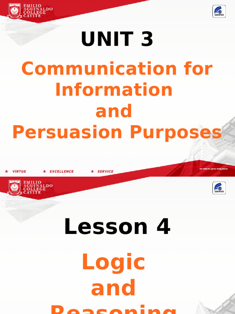 UNIT 3 - Lesson 4 - Logic and Reasoning | PDF | Fallacy | Argument