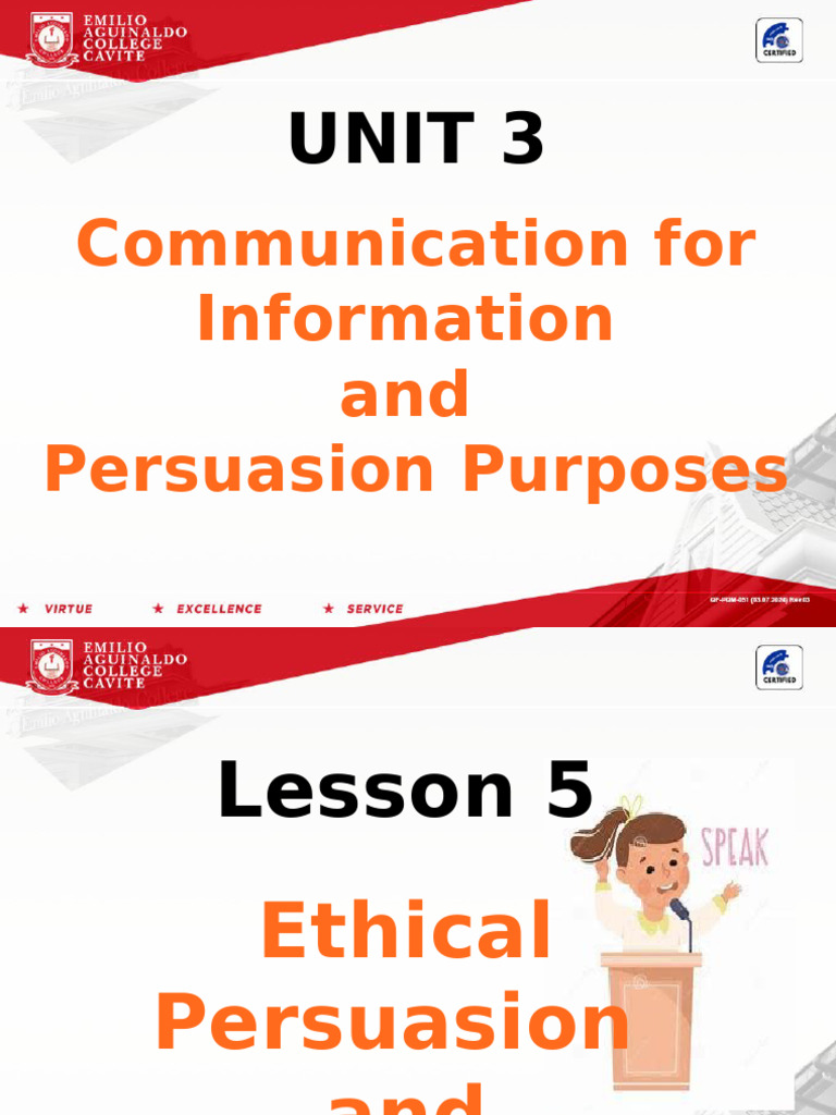 UNIT 3 - Lesson 5 - Ethical Persuasion and Persuasive Techniques | PDF ...