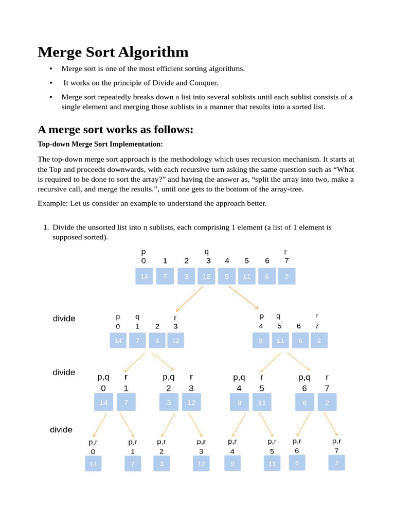 Merge Sort Algorithm | PDF | Algorithms | Computer Science