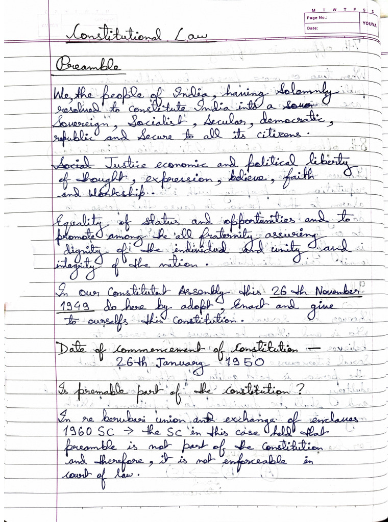 Constitution Law Notes - Archita Rakshit | PDF
