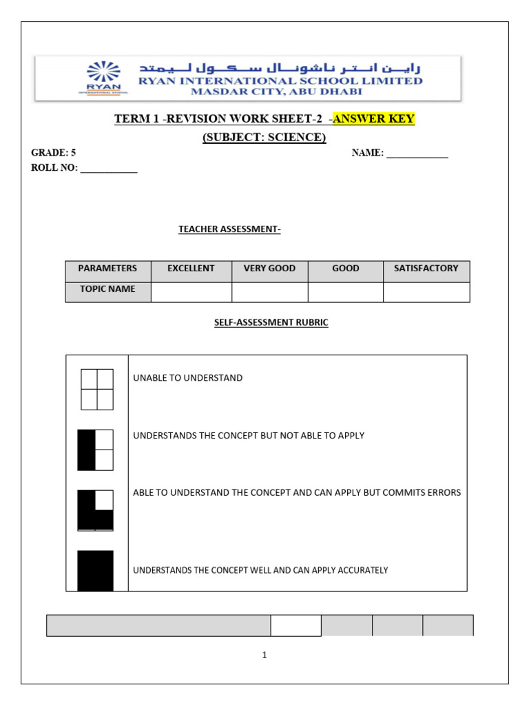 Science - Revision Worksheet 2 Answersheet | PDF | Nature | Physical ...