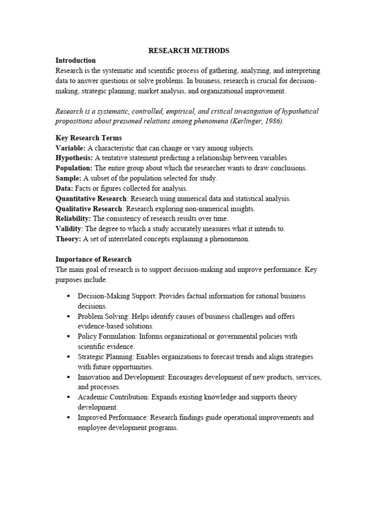 Lesson One Introduction To Research Methodology | PDF | Methodology ...