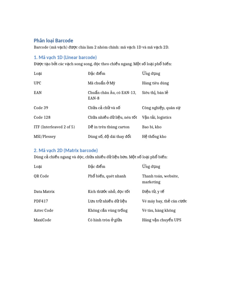 Phan Loai Barcode | PDF