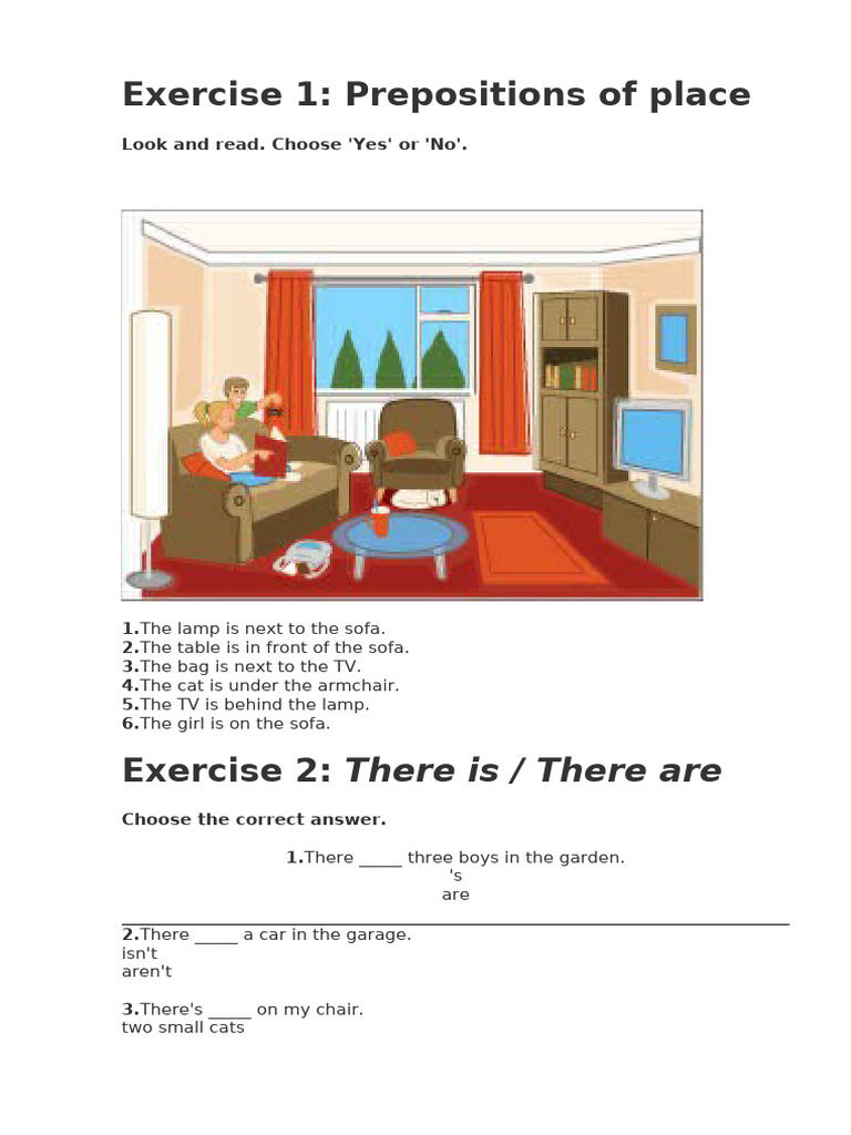 Test 2 Prepositions - There Is - THere Are | PDF