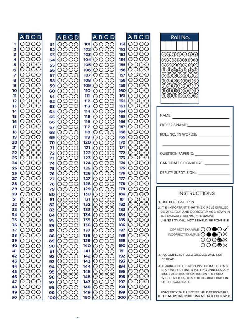 Bubble Sheet For FLP | PDF
