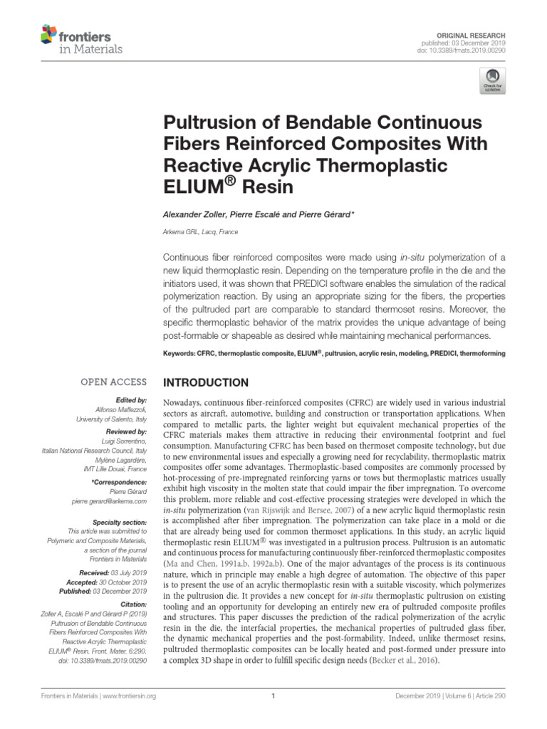 Pultrusion of Bendable Continuous Fibers Reinforced Composites With ...