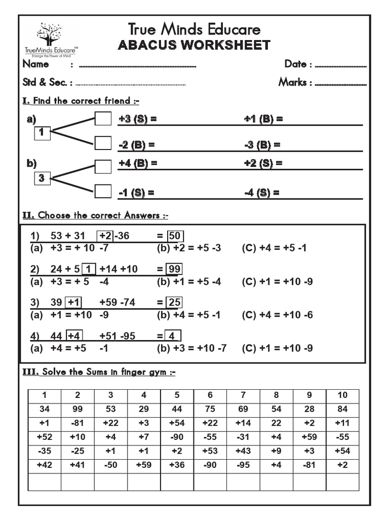 Abacus Worksheet 14 Nov 2024 | PDF