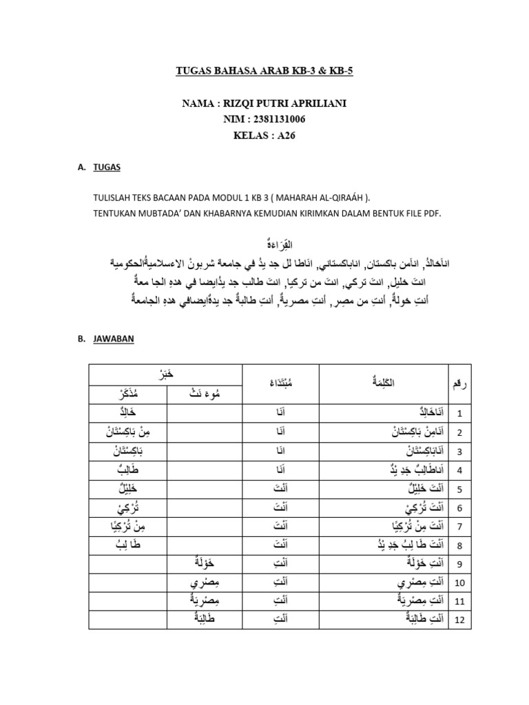 Tugas Arab Part 2 | PDF