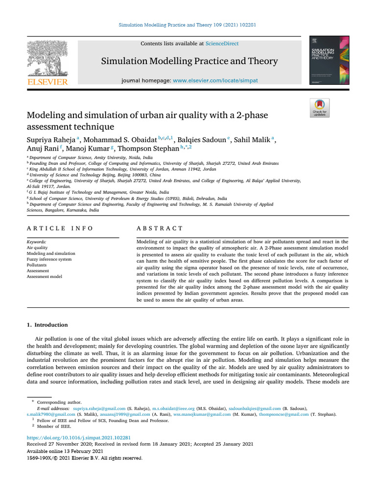 Urban Air Quality Modeling and Simulation | PDF
