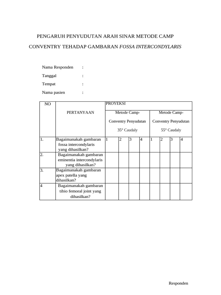 Pengaruh Sudut Metode Camp Coventry pada Fossa Intercondylaris | PDF