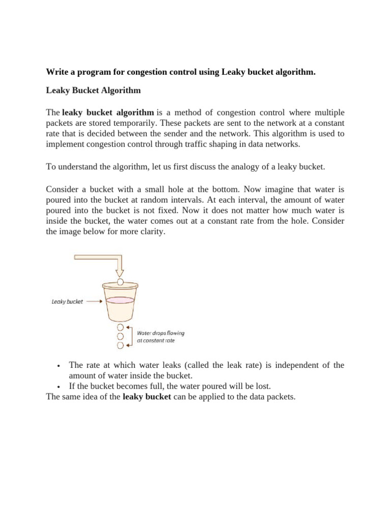 Leaky Bucket Algorithm | PDF | Networking Standards | Network Protocols