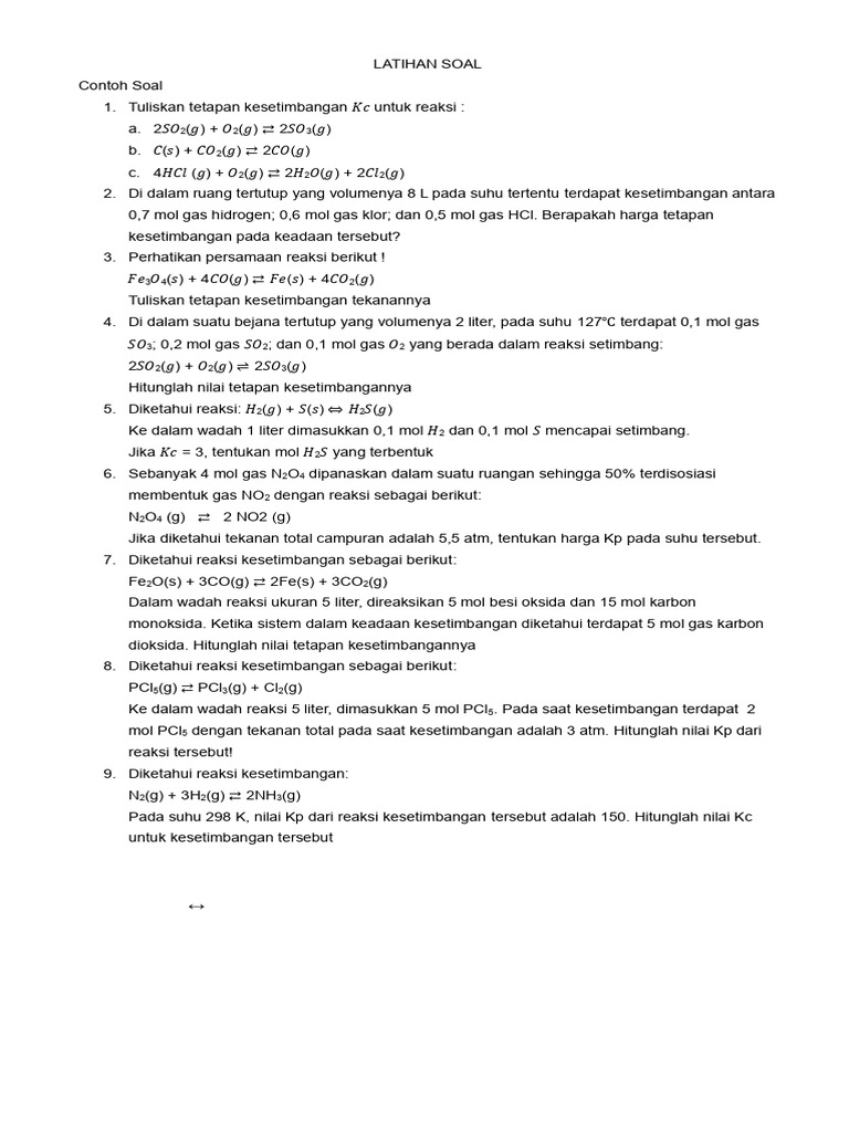 Latihan Soal Kesetimbangan | PDF