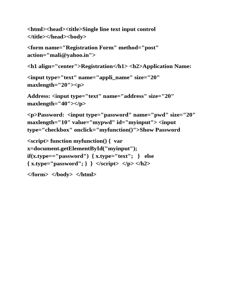 Password Show Hide in HTML Form | PDF