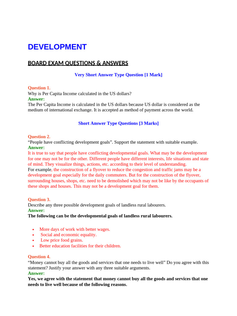 Development Revision - Board Paper | PDF | Human Development Index ...