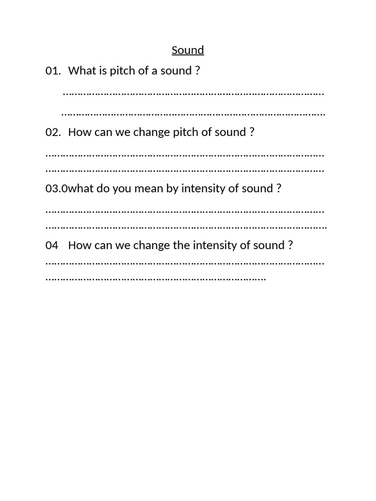 Understanding Sound: Pitch and Intensity | PDF