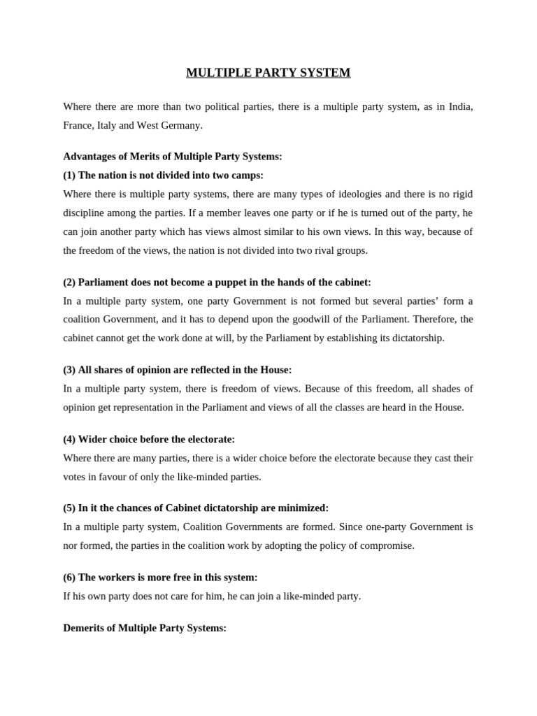 Multy Party System | PDF | Political Parties | Electoral District