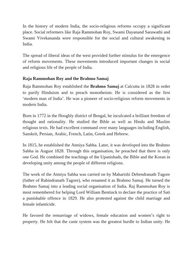 Socio Religios Reform Movement | PDF | Swami Vivekananda | Ramakrishna ...