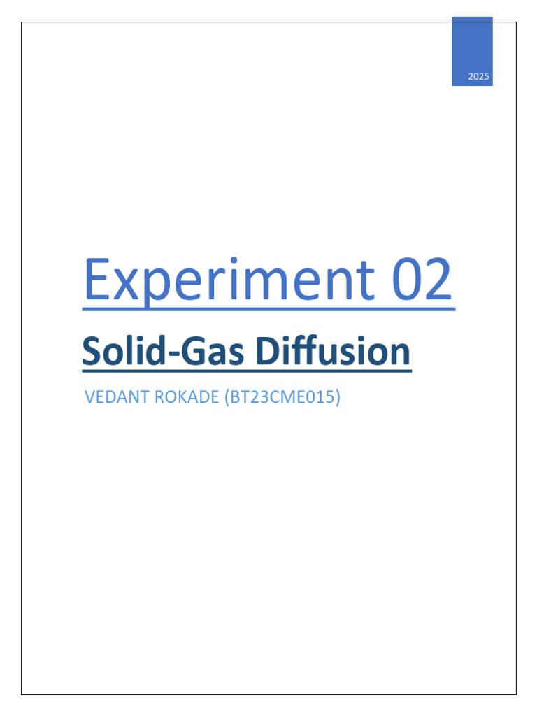 MT Lab Experiment 2 Solid-Gas Diffusion | PDF | Diffusion | Gases