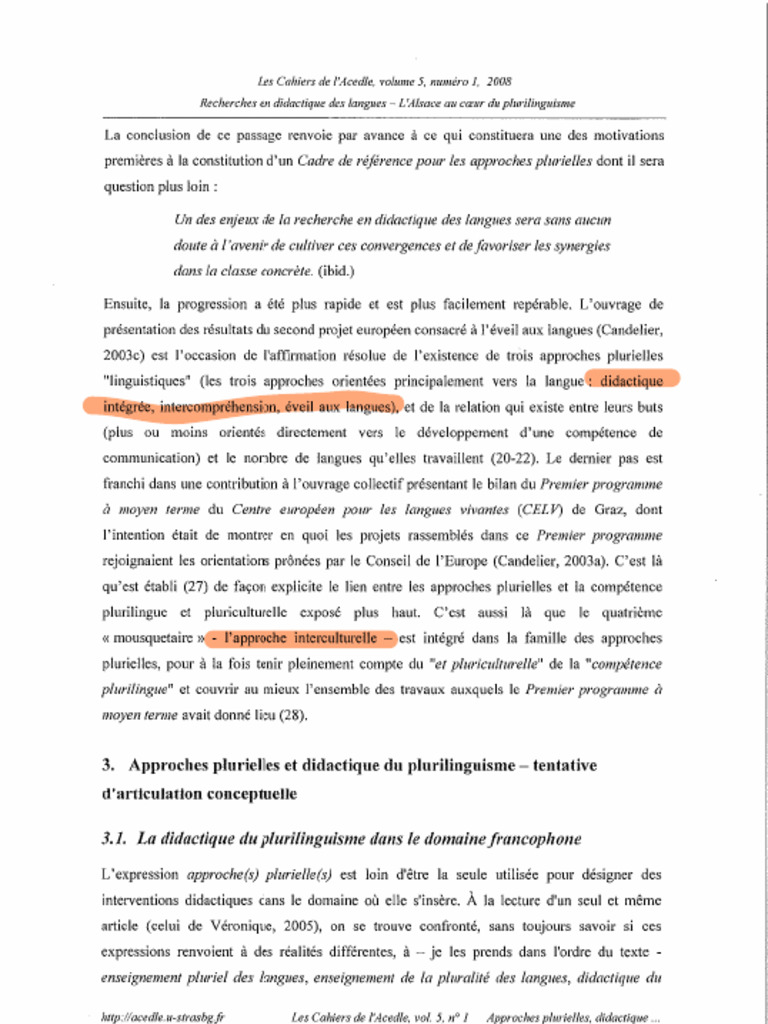Approches Plurielles Didactiques Du Plurilinguisme P2 | PDF