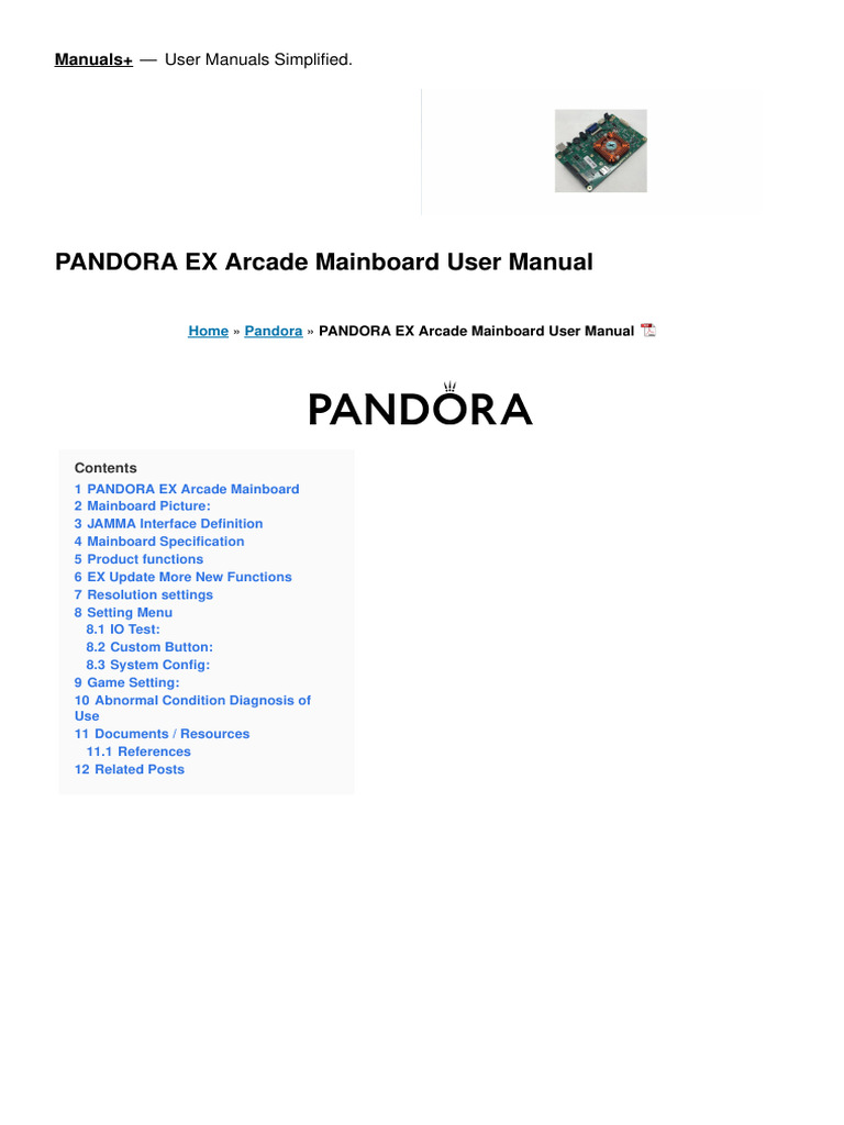 PANDORA EX Arcade Mainboard Manual | PDF | Computer Monitor | Video ...