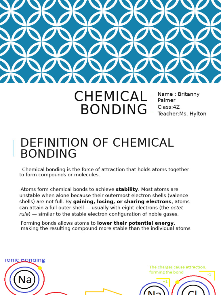 Chemical Bonding Britanny Palmer | PDF | Chemical Bond | Chemistry