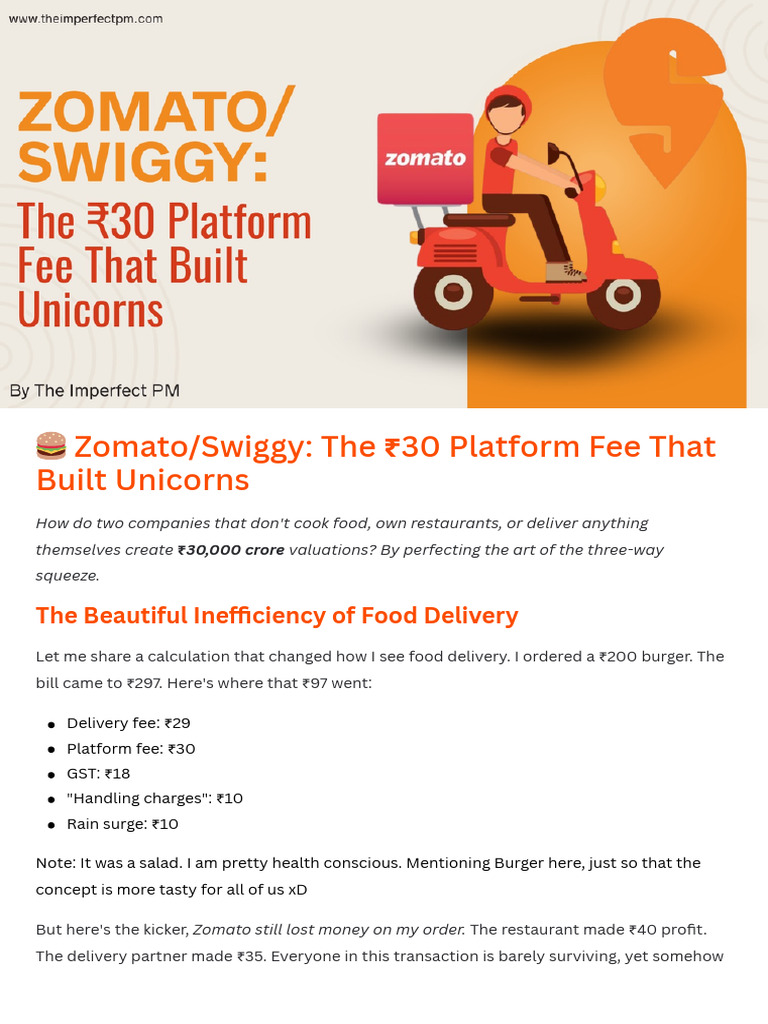 Zomato & Swiggy: Unpacking ₹30 Fees | PDF | Subscription Business Model ...