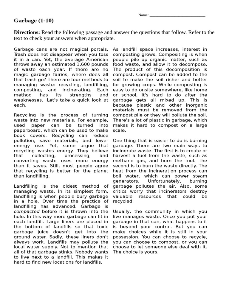 Waste Management Methods Explained | PDF | Waste | Municipal Solid Waste