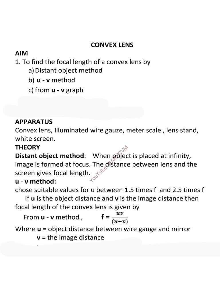Convex Lens - Focal Length | PDF