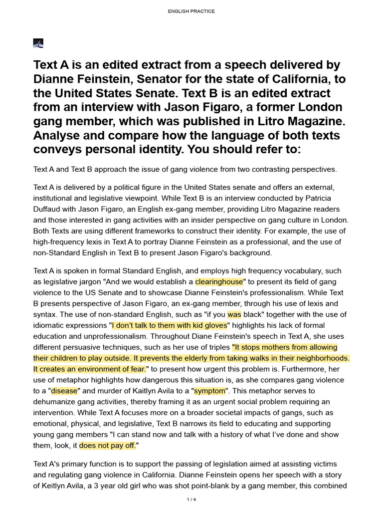 English Practice | PDF | Gang | Violence