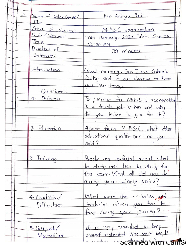 Interview (MPSC Exam Topper) | PDF