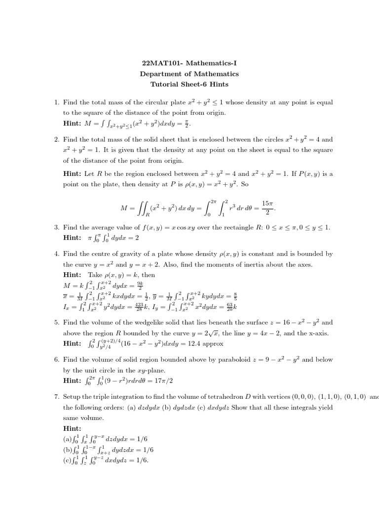 Tutorial Sheet 6 Hints | PDF | Coordinate System | Sphere