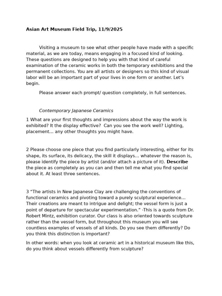 Asian Art Museum Field Trip | PDF | Museum | Art Museum