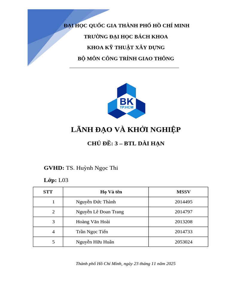 Chủ đề 3 - BTL DÀI HẠN - LĐ&KN nhóm 3 - L01 (1) | PDF