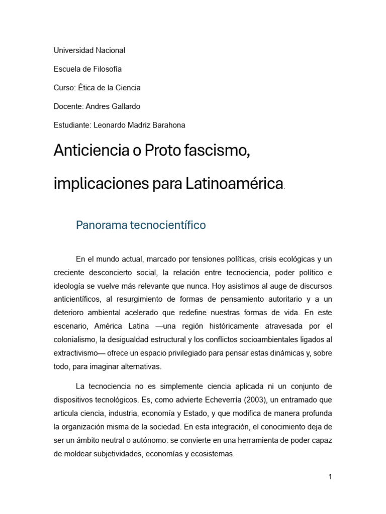 LEO MADRIZ final ETICA CIENCIA | PDF | Fascismo | Ideologías