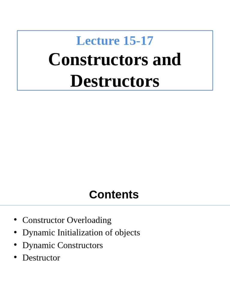Lecture 15-17(1) (1) | PDF | Constructor (Object Oriented Programming ...