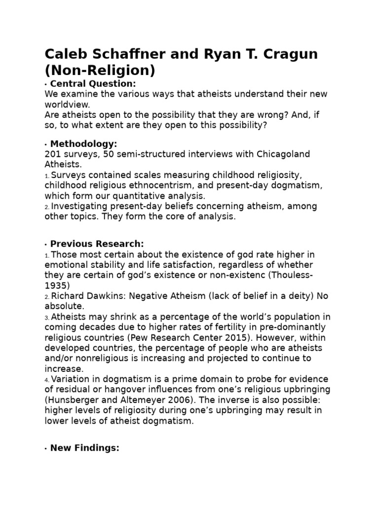 Caleb Schaffner and Ryan T. Cragun (Non-Religion) | PDF | Atheism ...