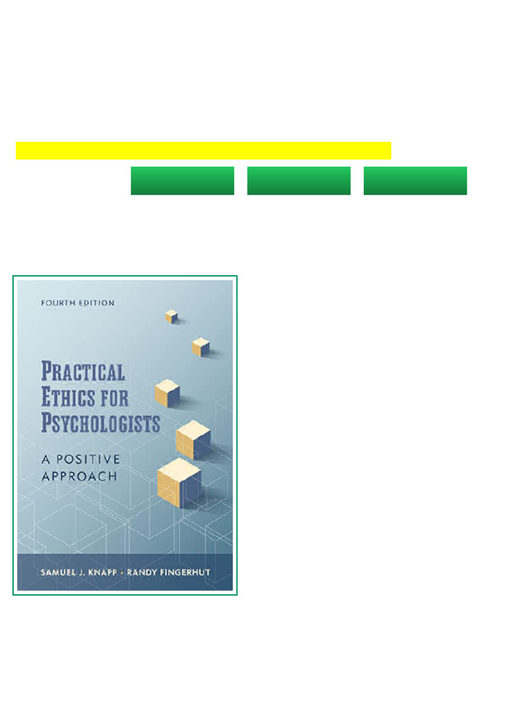 Practical Ethics for Psychologists: A Positive Approach 4th Edition ...