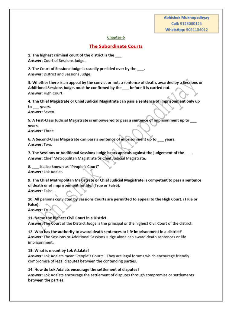 Subordinate Courts Overview and Functions | PDF | Magistrate | Crime ...