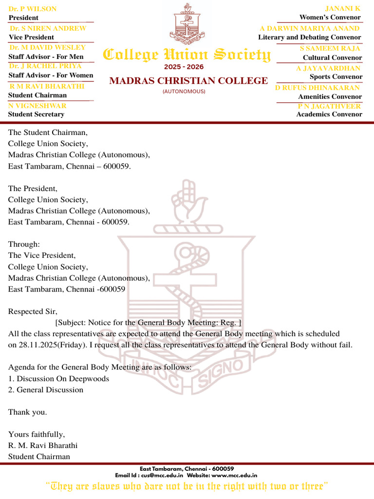 General Body Notice | PDF