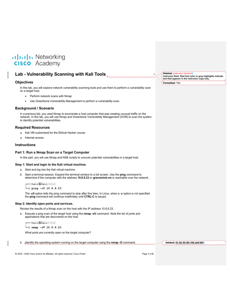 Vulnerability Scanning Lab with Kali Tools | PDF | Software Engineering ...