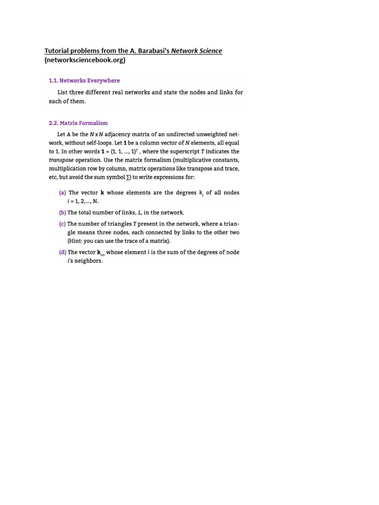Barabasi Problems | PDF