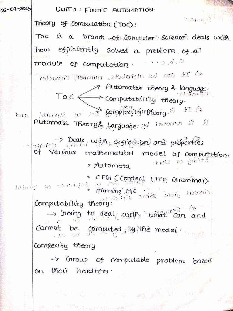 Toc Unit 1 Notes | PDF
