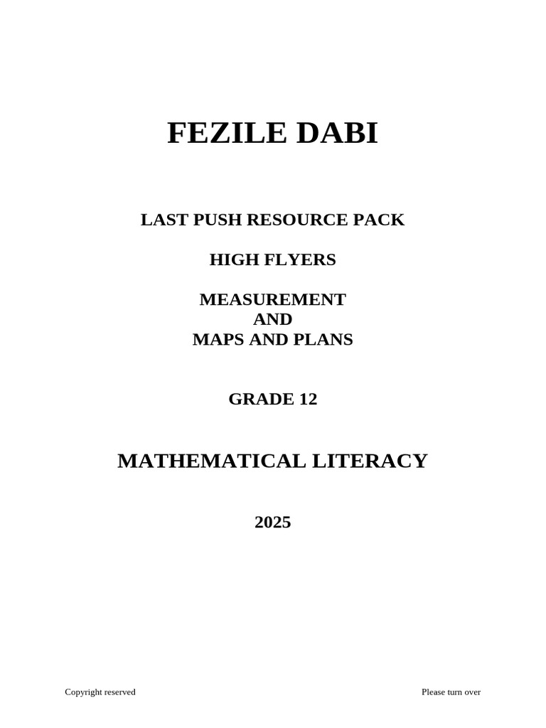 Grade 12 Mathematical Literacy Resource Pack | PDF | Volume | Area