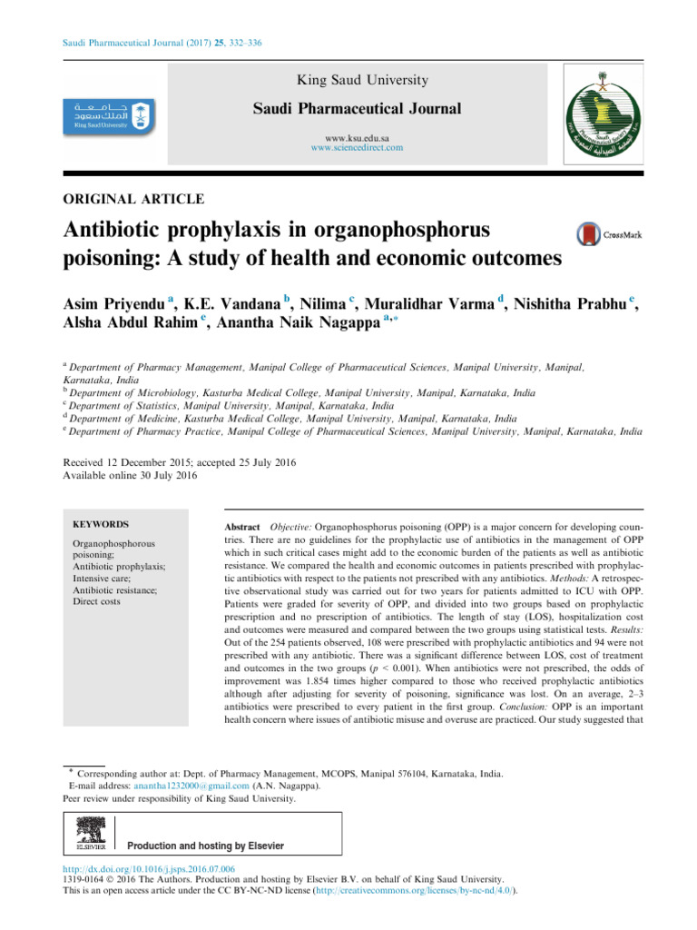 OPC Poisoning Antibiotic Prophylaxis | PDF | Pharmacy | Preventive ...