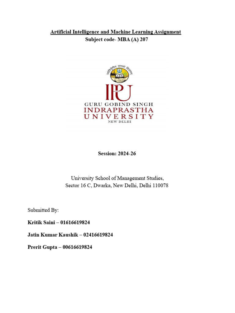 Artificial Intelligence and Machine Learning Assignment | PDF | Electronic Health Record ...