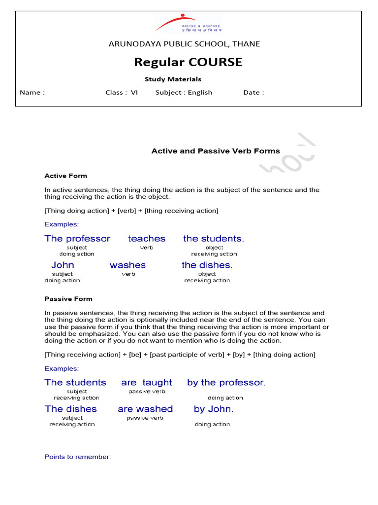 Active and Passive Verb Forms Guide | PDF | Verb | Syntactic Relationships