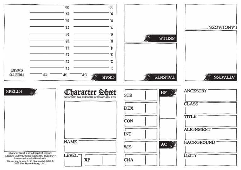 Character Sheet (A4 Pocketmod) | PDF | Chess | Chess Theory
