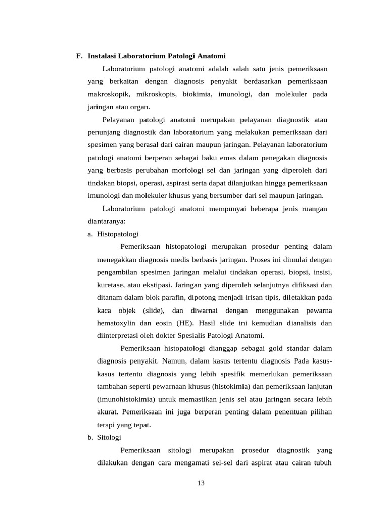 Instalasi Laboratorium Patologi Anatomi | PDF