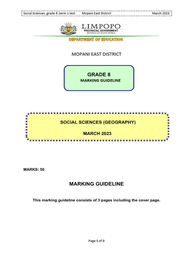 Grade 8, Social Sciences Term 1 Memo, March 2023 | PDF | Equator ...