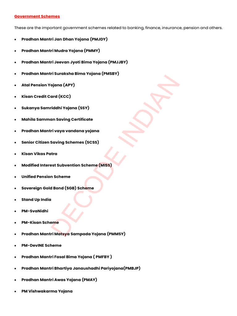 Key Government Financial Schemes | PDF | Bonds (Finance) | Loans